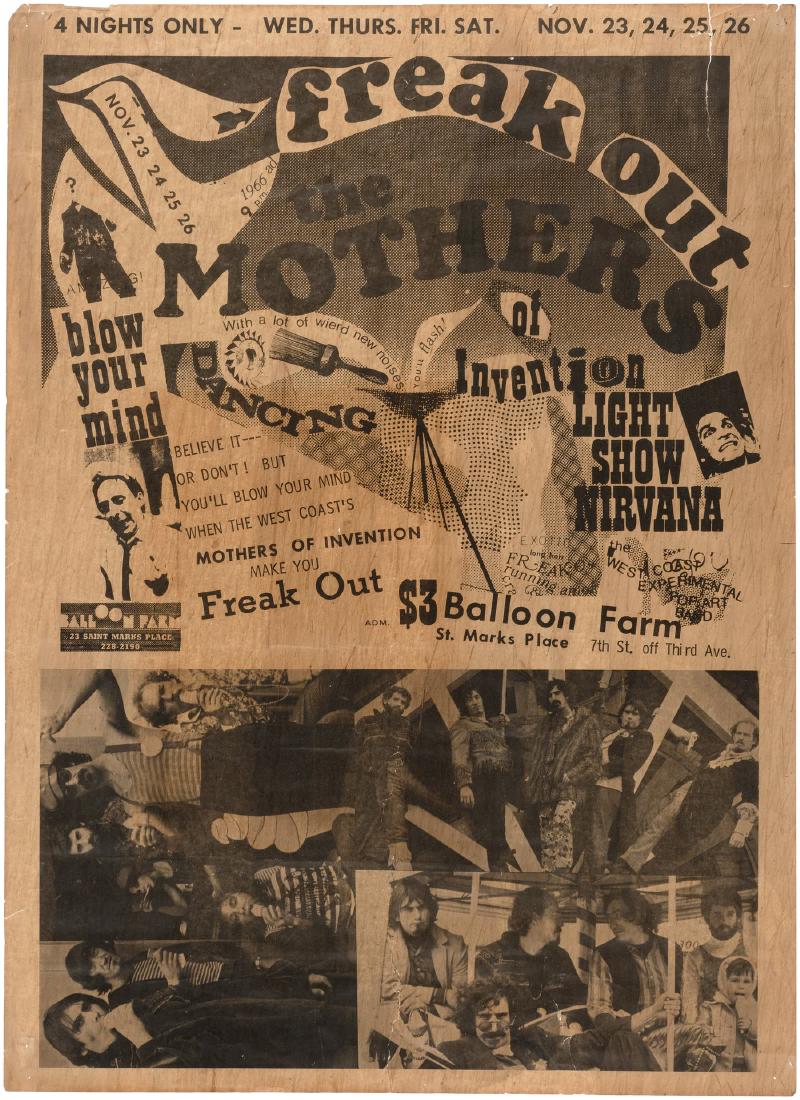 IMPORTANT ZAPPA MOTHERS OF INVENTION 1966 BALLOON FARM