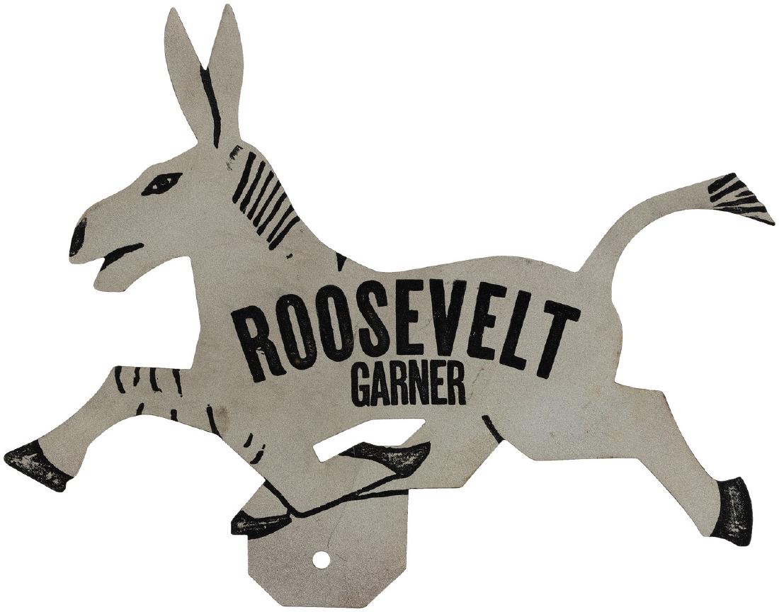 "ROOSEVELT GARNER" DIE CUT DONKEY LICENSE PLATE