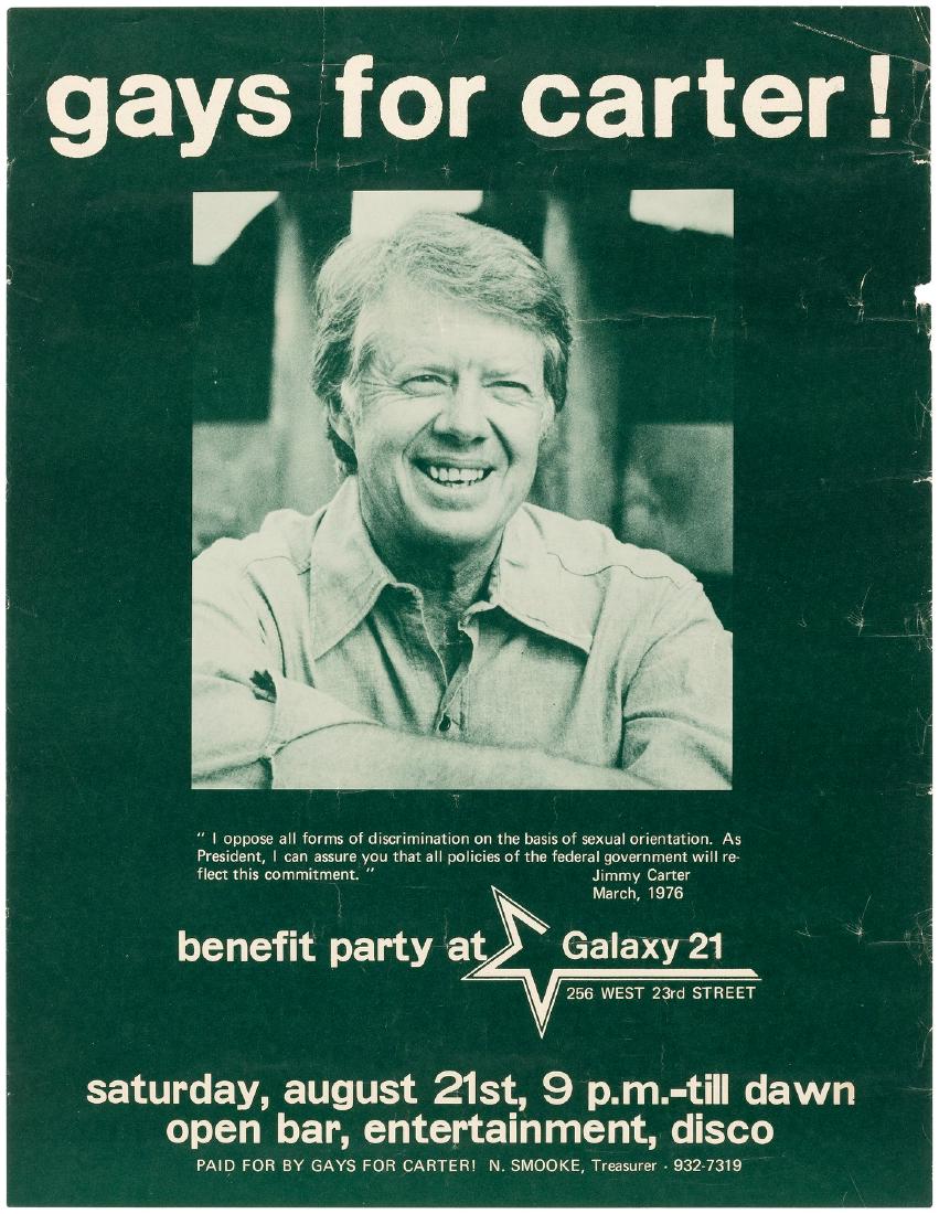 GAYS FOR CARTER!" 1976 CAMPAIGN POSTER ADVERTISING