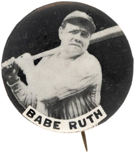 "babe Ruth" Stadium Souvenir Portrait Button.