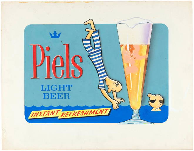 "piels Light Beer" Sign Prototype Original Art