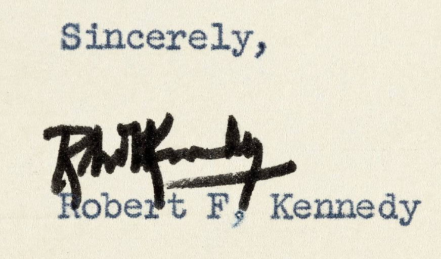 Robert Kennedy Signed Letter And Gifted "kennedy"