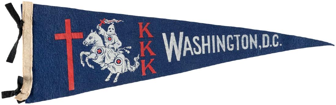 KU KLUX KLAN FELT PENNANT FROM 1925 WASHINGTON D.C.