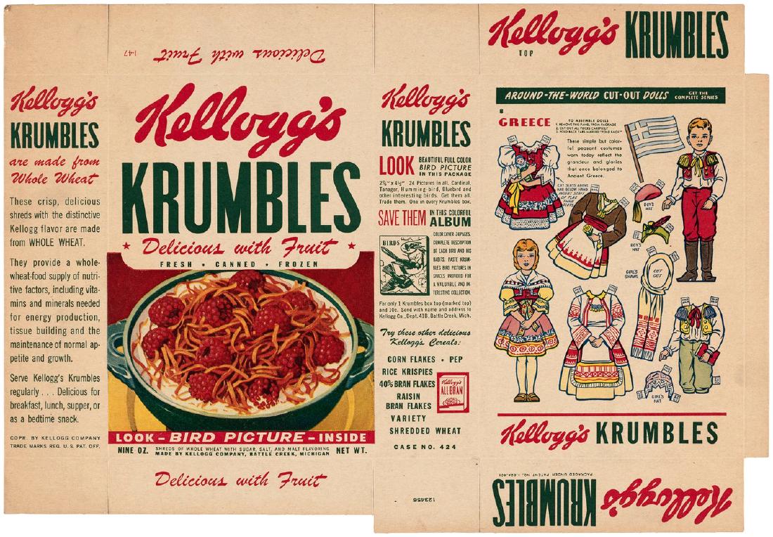 KELLOGG'S "KRUMBLES" FILE COPY CEREAL BOX FLAT PAIR