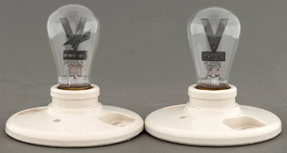 World War Ii "v" For Victory Filament Lightbulb Pair