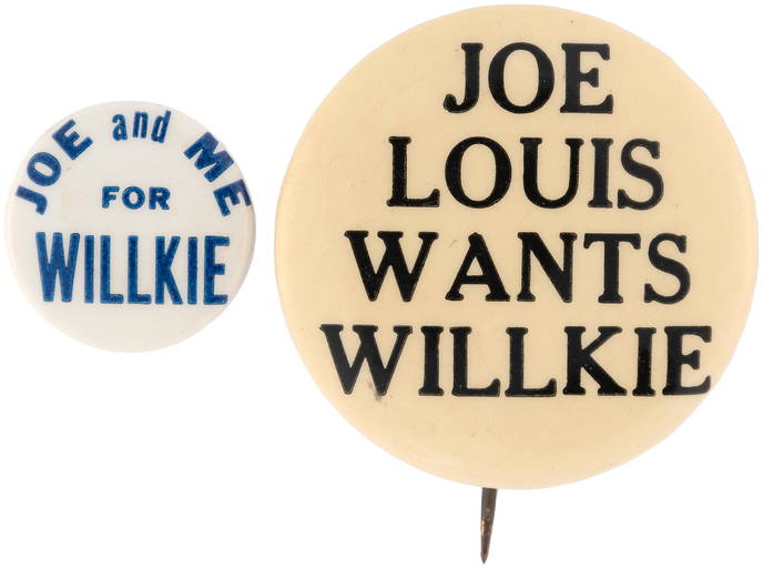 Pair Of Boxer Joe Louis Willkie Endorsement Slogan