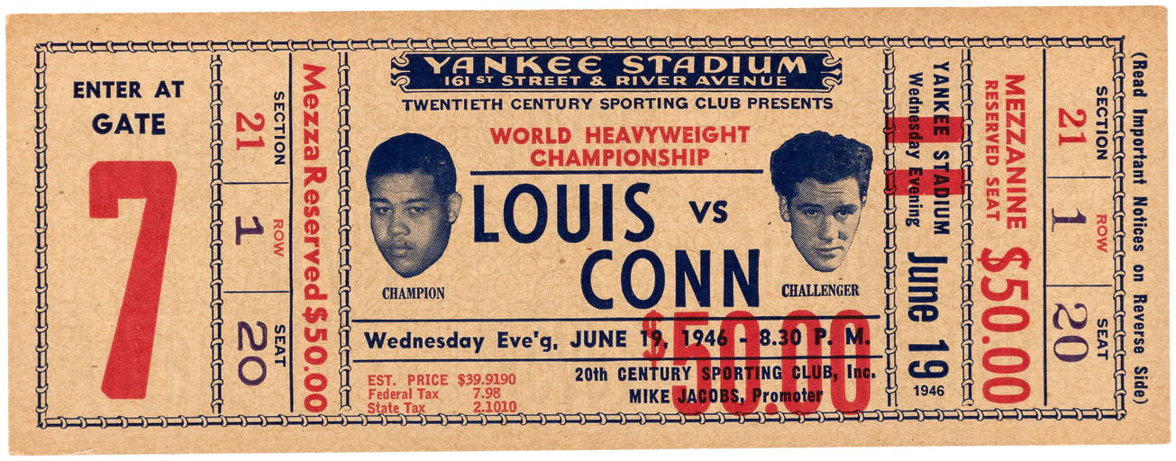 Joe Louis Vs. Billy Conn 1946 Full Ticket & Fight