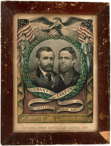 Grant & Colfax Hand Colored National Union Republican Banner By Currier ...