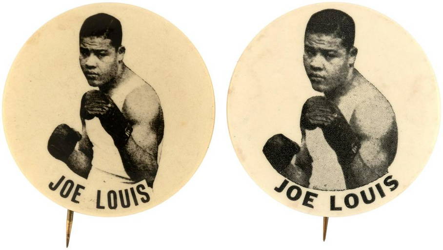 C. 1937 Two Varieties Of "joe Louis" Portrait Buttons.