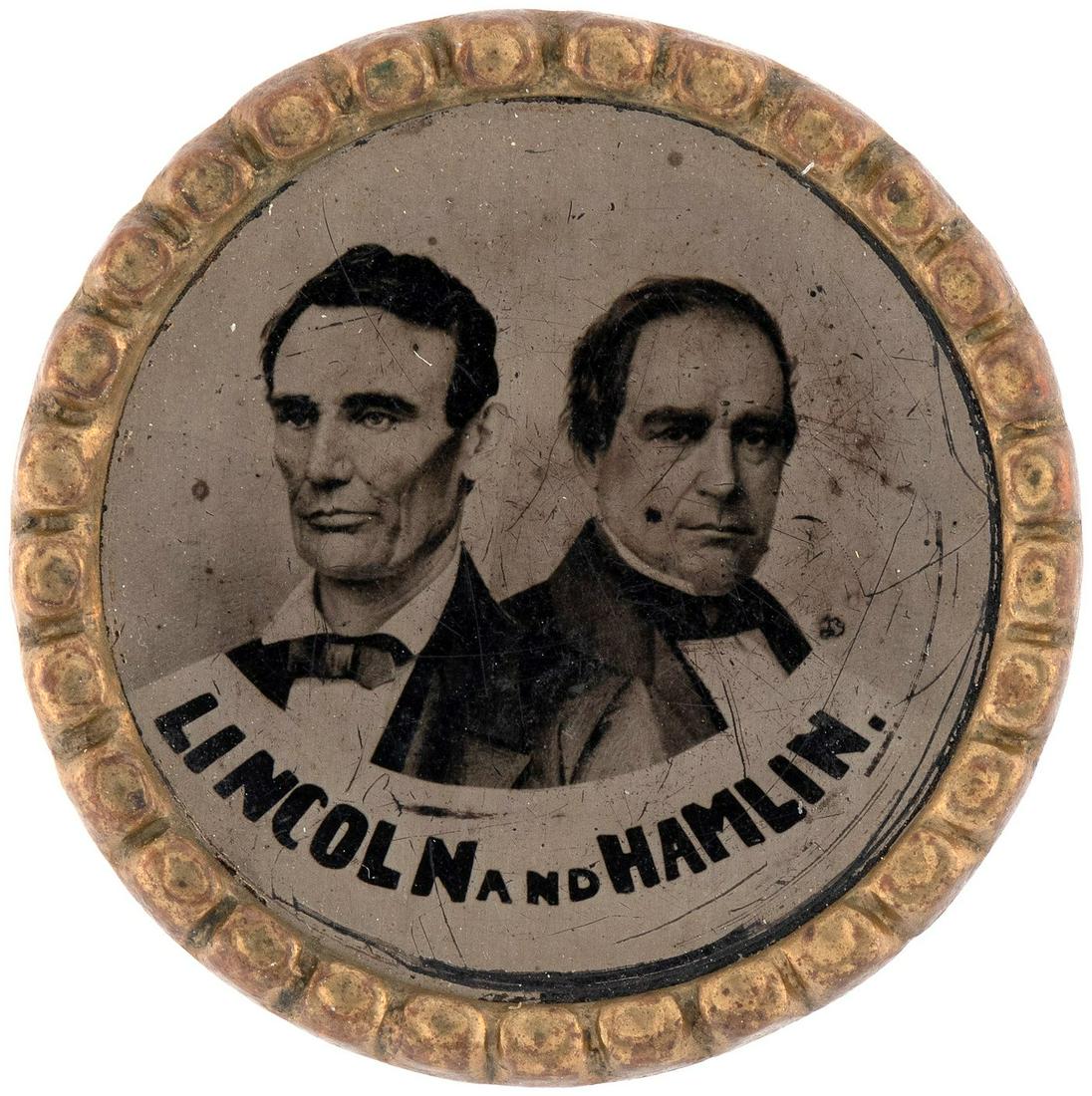 LINCOLN AND HAMLIN 1860 UNIFACE FERROTYPE JUGATE BADGE. - Nov 15, 2022 ...