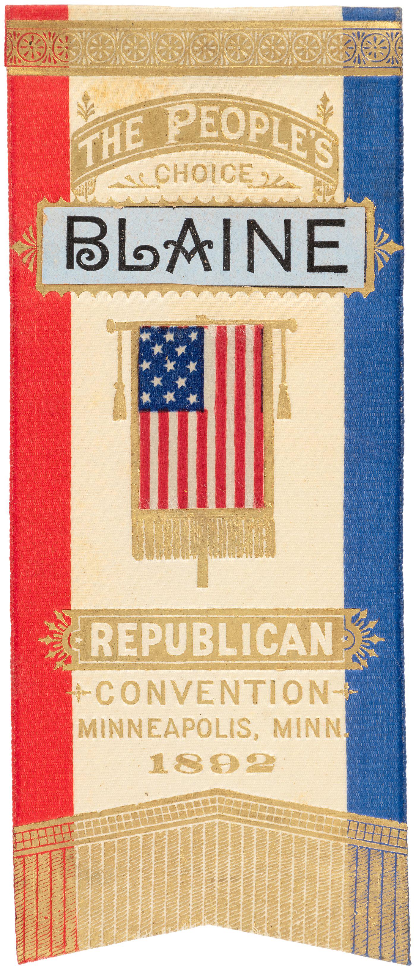 Blaine 1892 Hopefull Republican Convention Ribbon.