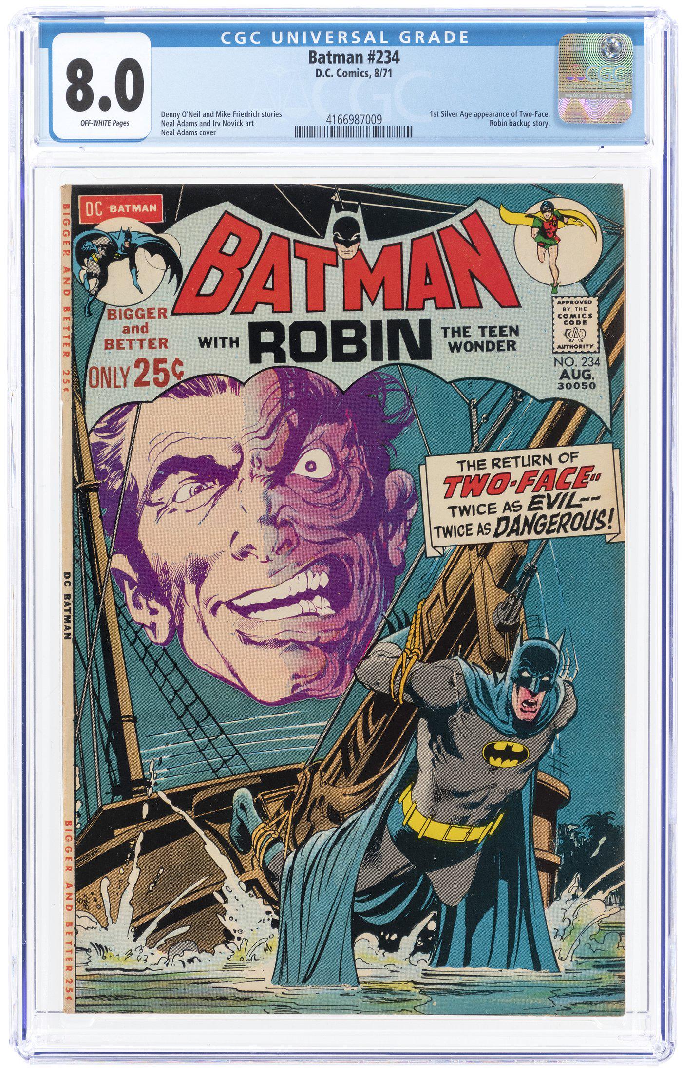 BATMAN #234 AUGUST 1971 CGC 8.0 VF (FIRST SILVER AGE TWO-FACE). (#0866 ...