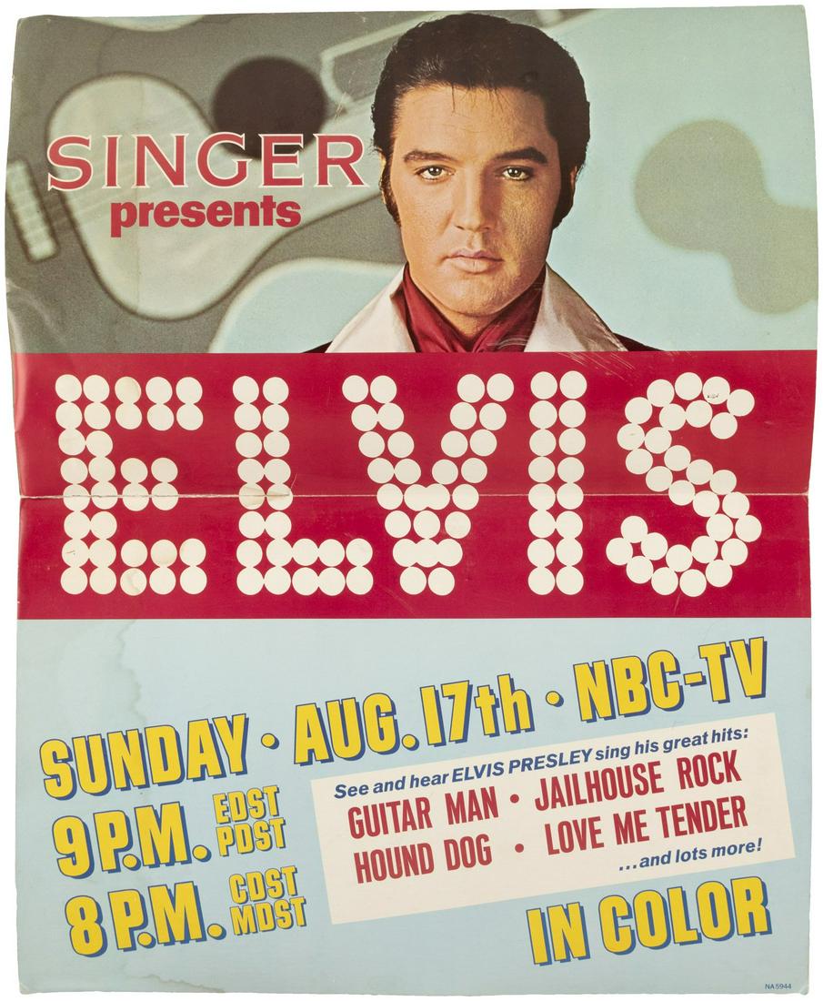 Elvis Presley 1969 Tv Special Advertising Standee.