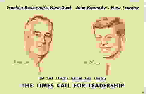 Kennedy New Frontier Roosevelt New Deal 1960 Jfk Campaign Poster. Auction