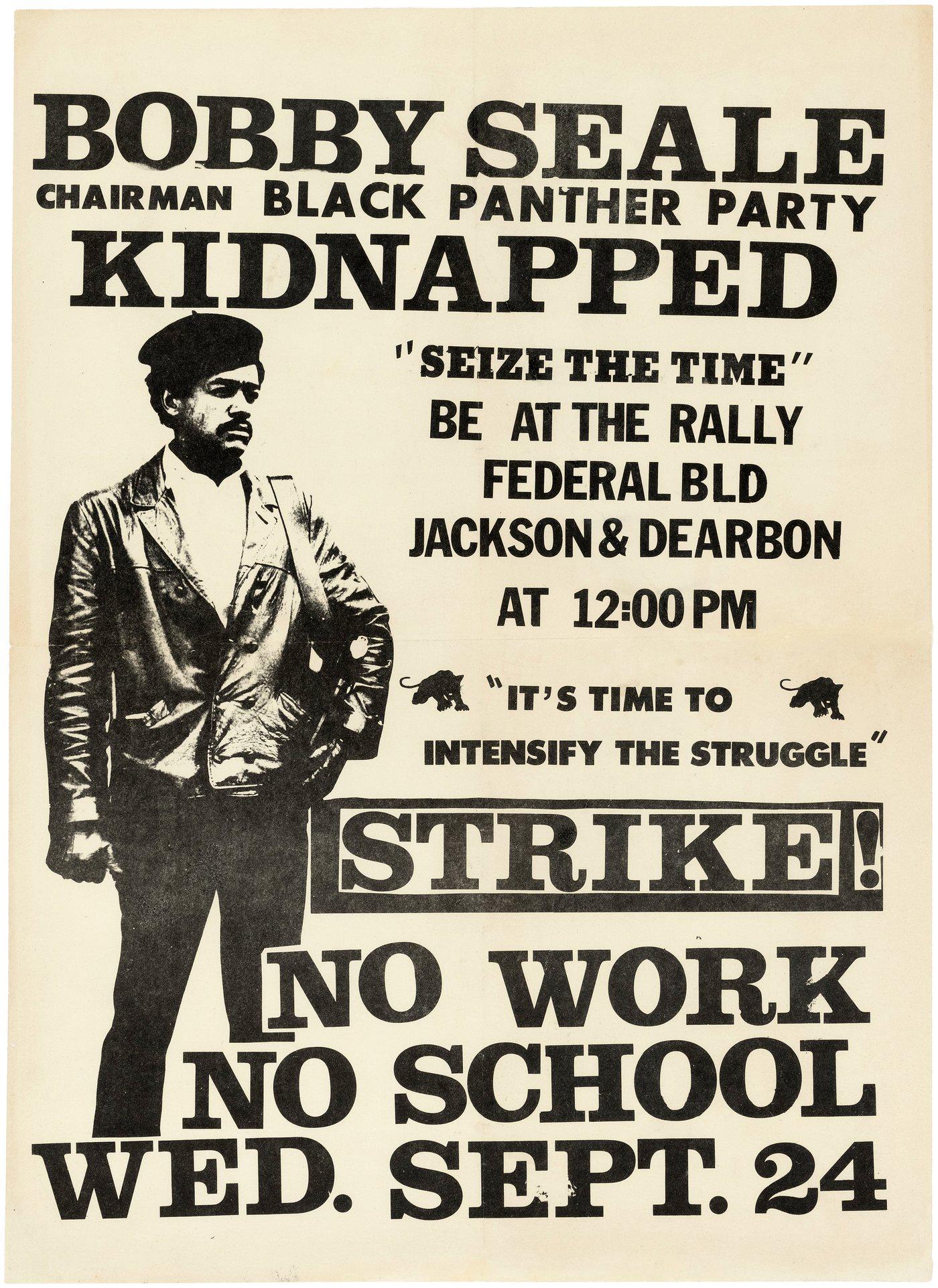 Black Panther Party Chicago 8 Rally Poster. Auction