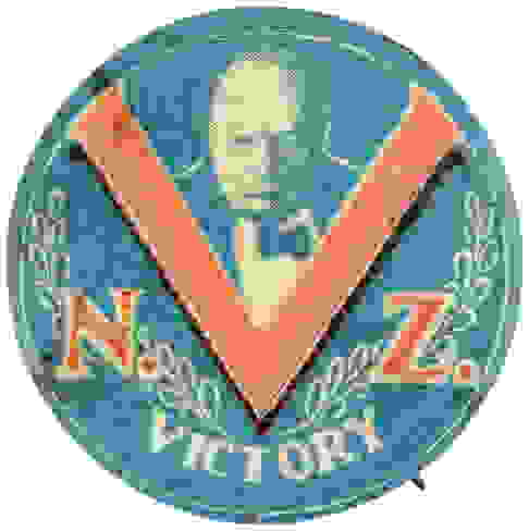 Wwii "n.z. (new Zealand) "v" For "victory" Button W/photo Of Churchill ...
