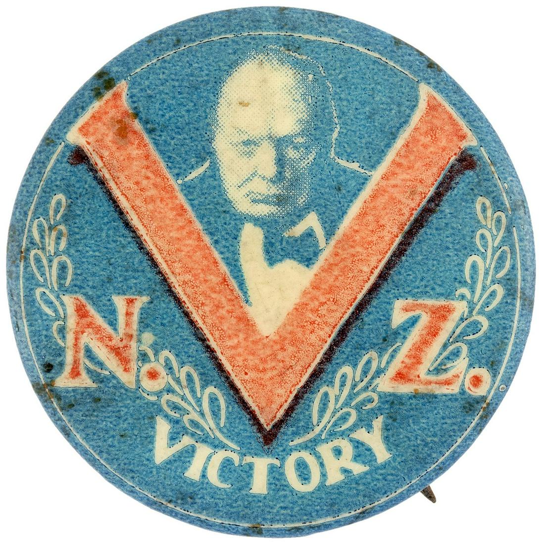 Wwii "n.z. (new Zealand) "v" For "victory" Button W/photo Of Churchill ...