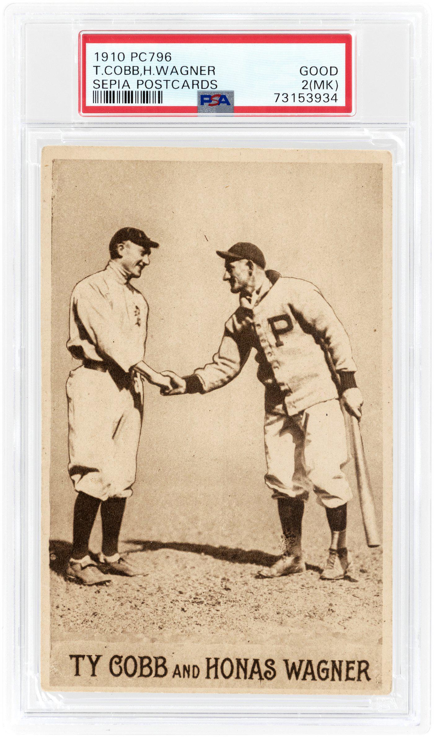 1910 Pc796 Ty Cobb (hof) And Honus Wagner (hof) Sepia Postcards Psa 2 ...