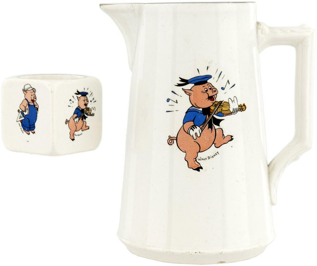 Three Little Pigs French China Lot Of Five Rare Pieces. Auction