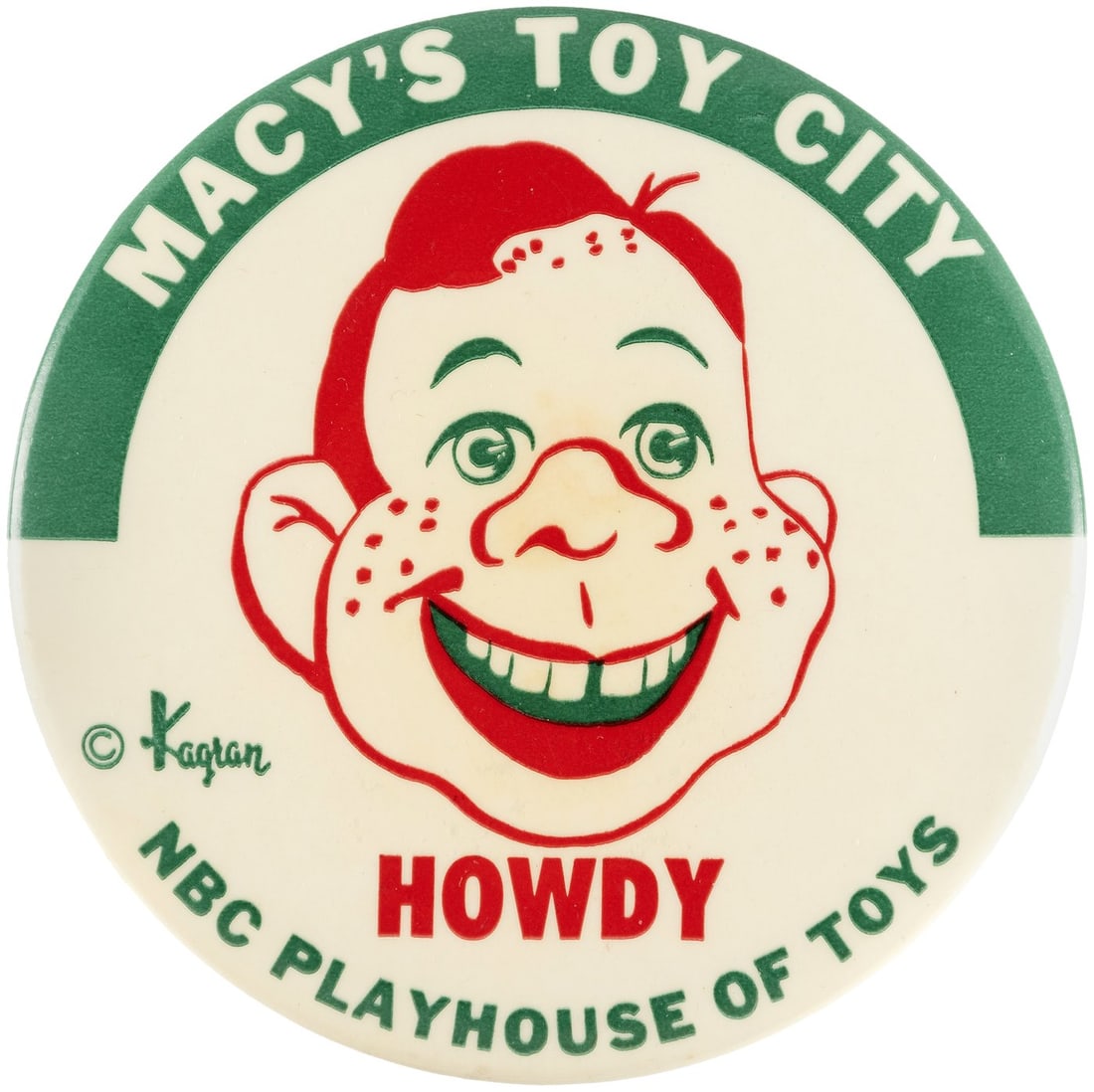 Howdy Doody Sales Clerk's Button With Kagran Copyright Naming Nbc And ...