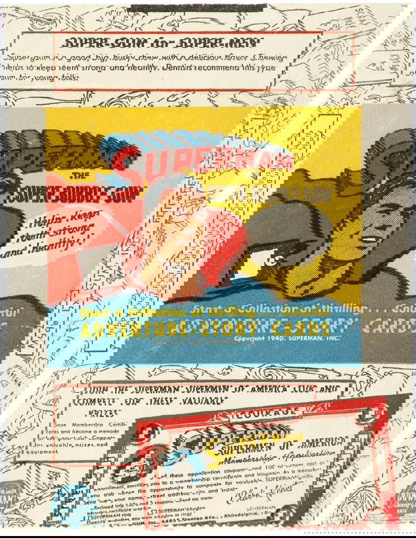 1940 Gum Inc. Superman Gum Card Wrapper. Auction