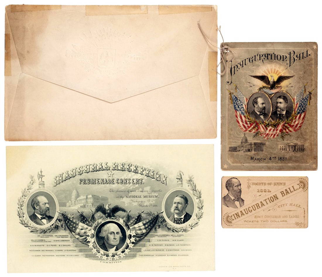 Garfield & Arthur 1881 Inaugural Ball Ephemera- Ticket, Concert ...