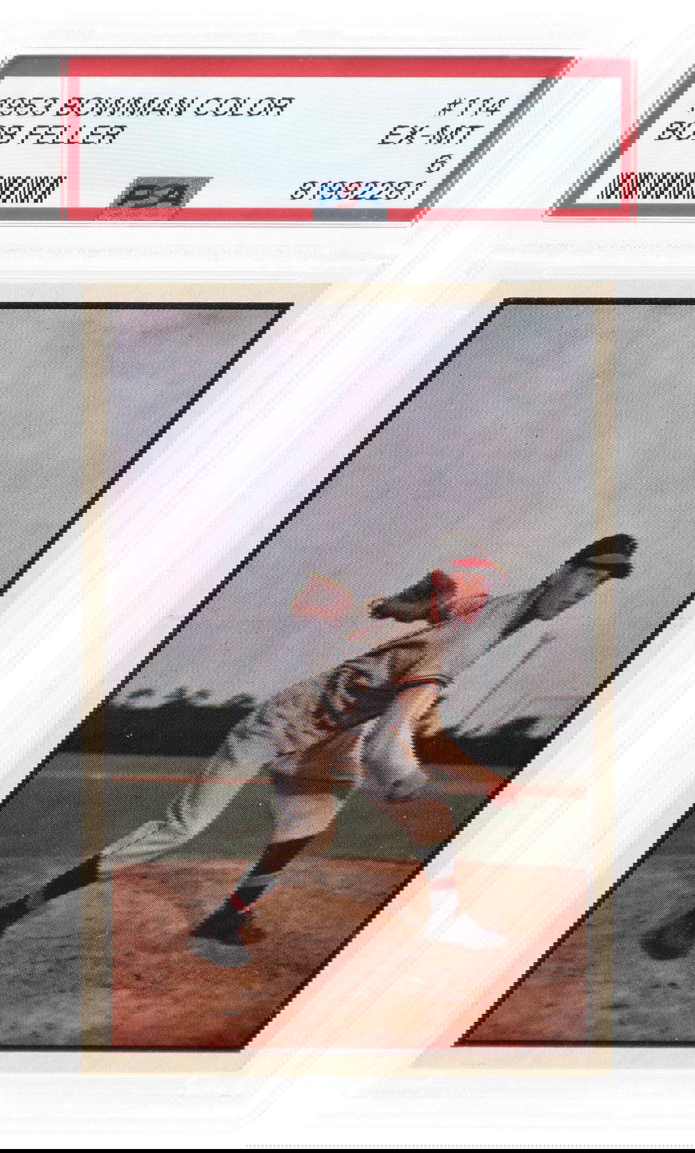 1953 Bowman Color #114 Bob Feller (hof) Psa 6 Ex-mt. Auction