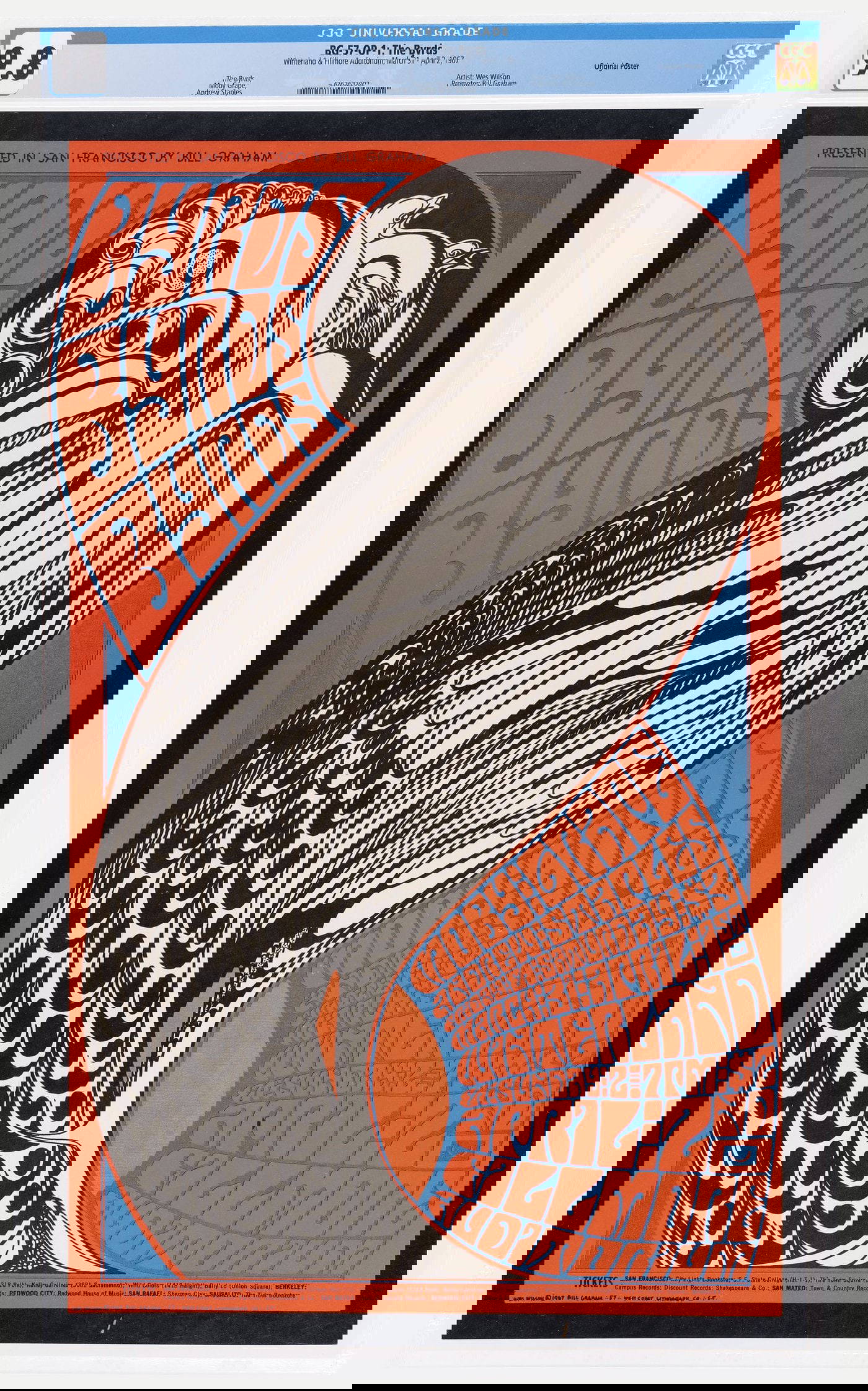 The Byrds, Moby Grape 1967 Fillmore & Winterland Concert Poster Bg-57 ...