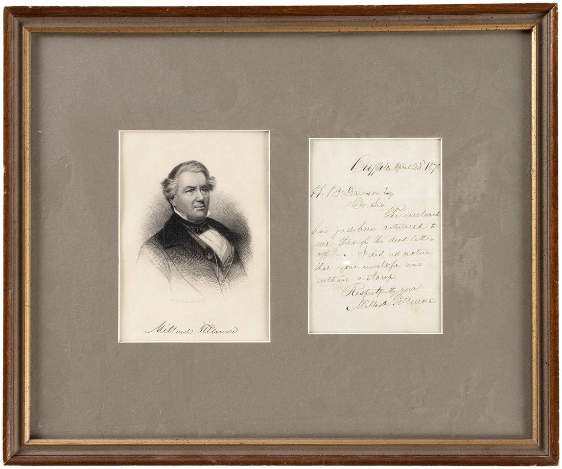 Millard Fillmore Handwritten And Signed Letter. Auction