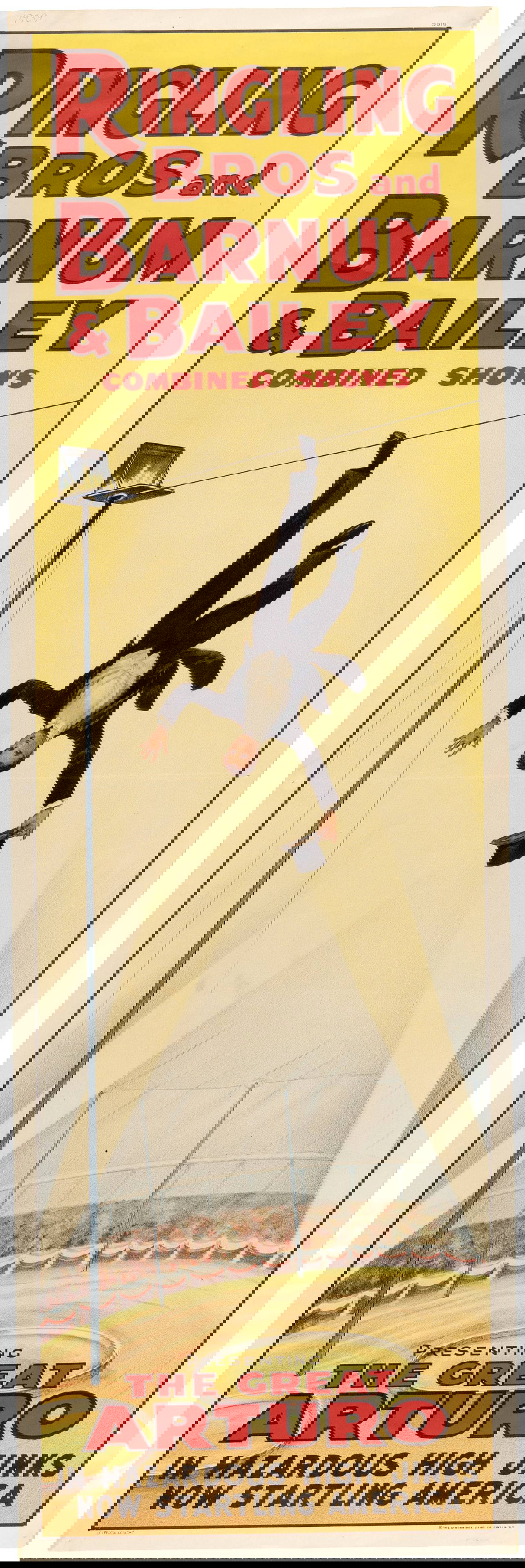 Great Arturo High Wire Act Ringling Bros. Circus Poster. Auction