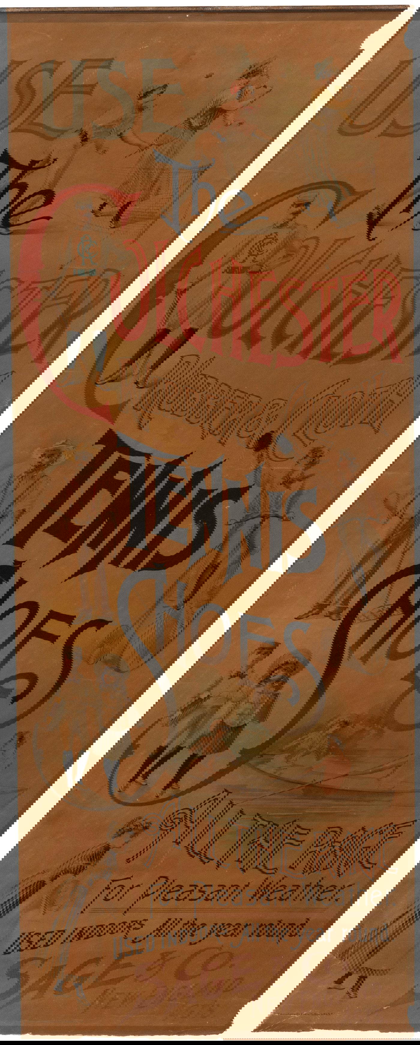 1890s Colchester Tennis Shoes Advertising Sign Featuring Sports Images ...