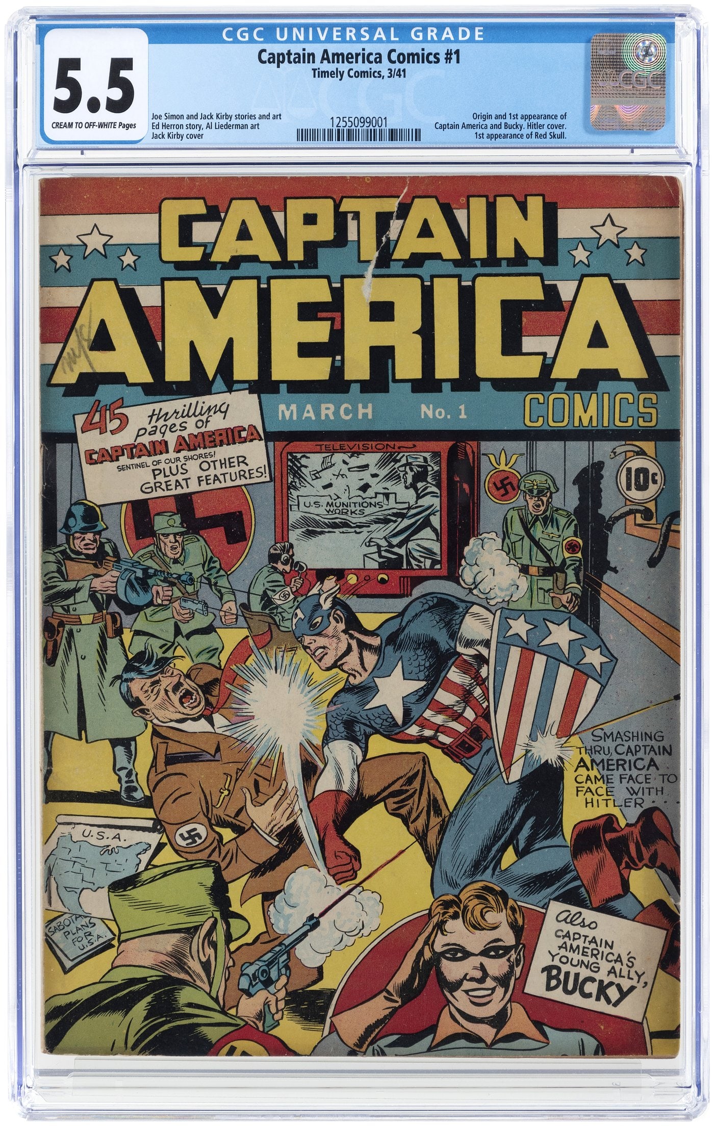 Captain America Comics #1 March 1941 Cgc 5.5 Fine- (first Captain ...