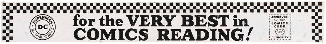 Dc Comics "go-go Checks" Comic Book Rack Sign. Auction