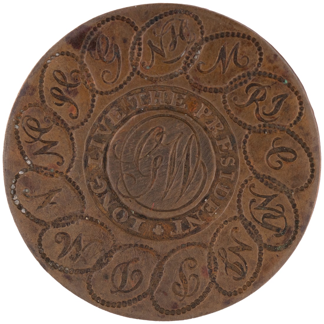George Washington Linked States 1789 Inaugural Clothing Button. Auction