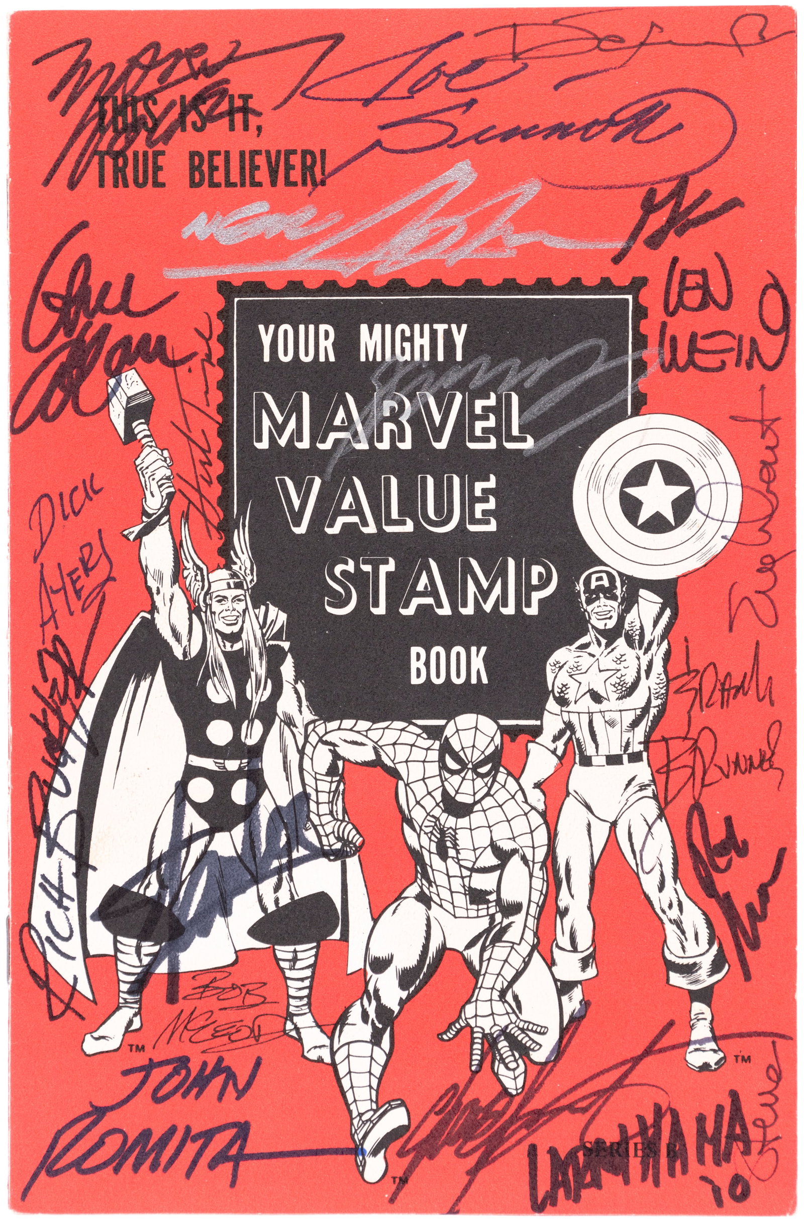 Mighty Marvel Stamp Book (series B 1975-76) Multi-signed Book & Stamps ...