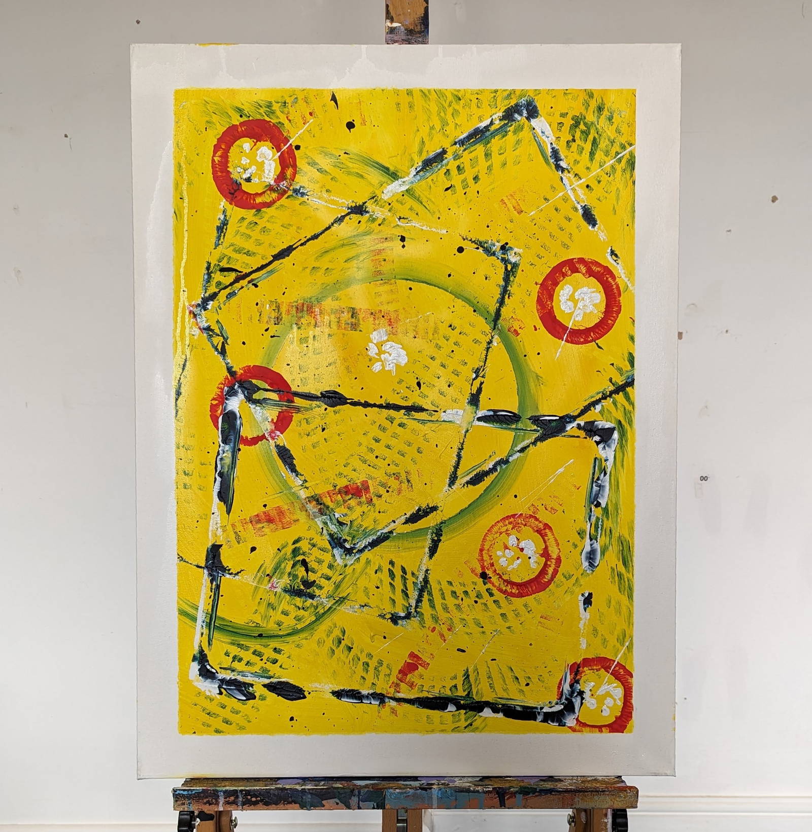 Yellow Action Abstract Original Artworks Signed By Chinwe Russell Auction