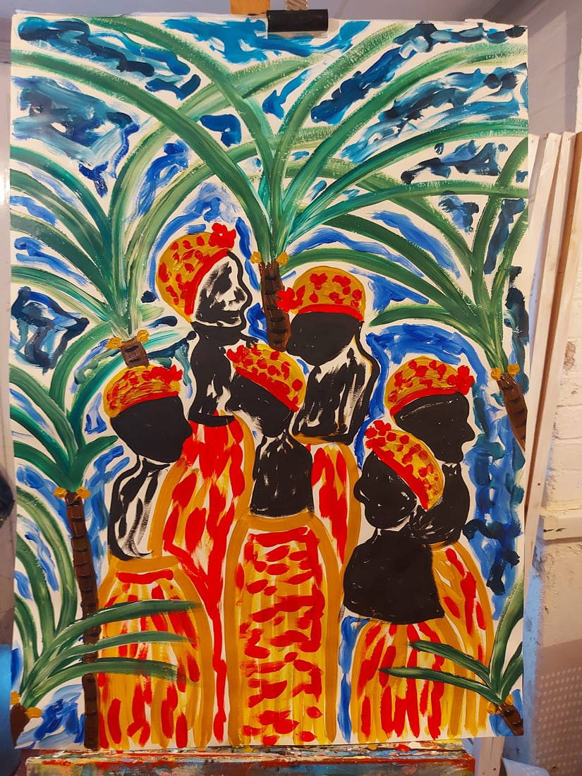 Women Of Umuebubem - Original Artwork Painting In Acrylic On Paper ...