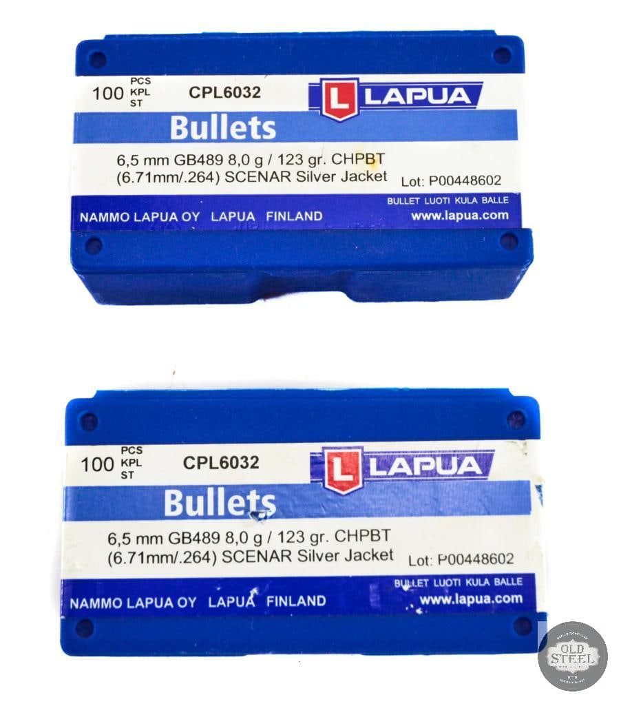 200 Lapua 6.5mm 123gr Scenar Silver Jacket Chpbt Bullets Auction