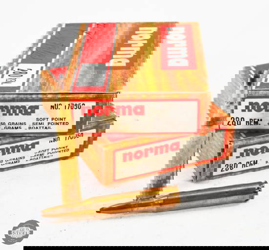 30 Rounds Norma .280 Remington 150gr Soft Point Semi Pointed Boattail ...