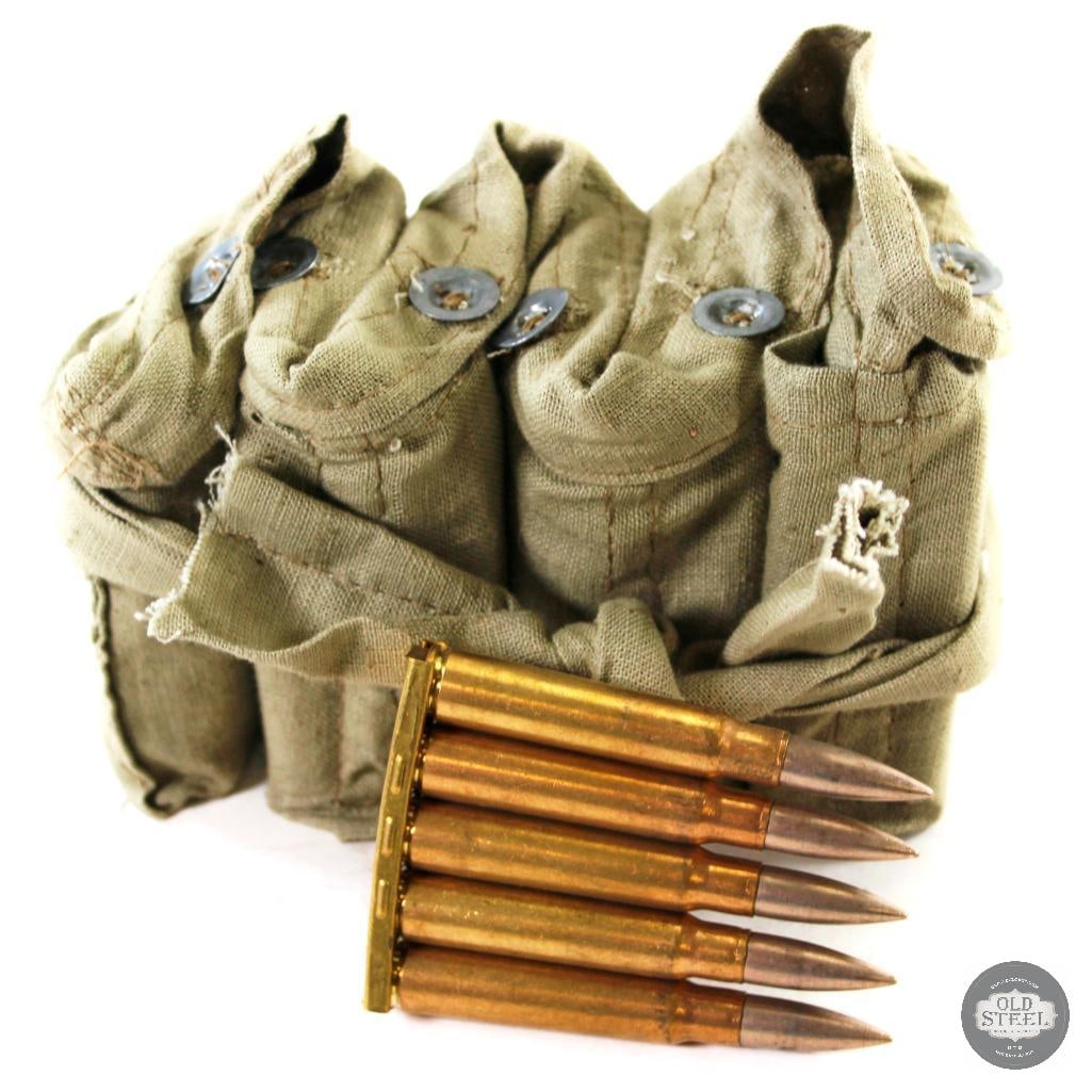 70 Rounds 8mm Mauser Cloth Bandoleer Ammunition Auction