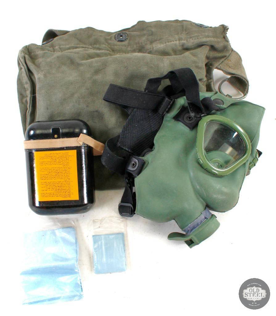 Iraqi M-59 Gas Mask, Decontamination Kit, And Carrying Satchel Auction