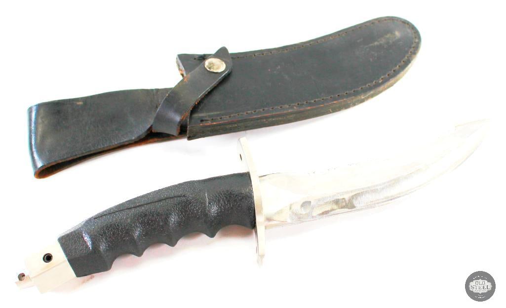 7 Inch Curved Fixed Blade Knife With Leather Sheath Auction