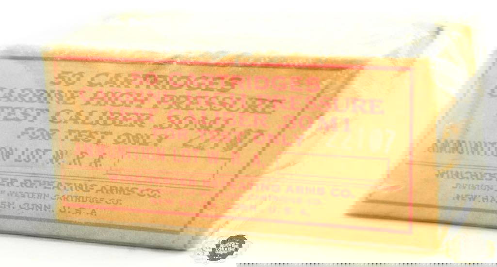 Sealed Vintage Box Of 50x High Pressure Test Caliber .30 Carbine ...