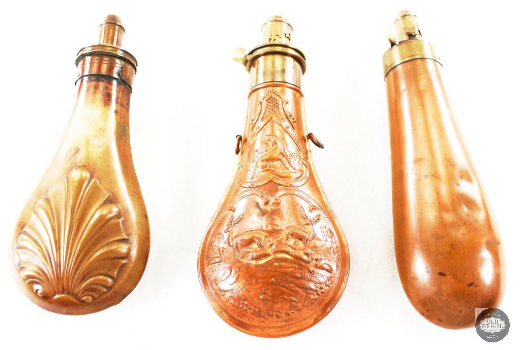 Three Bronze Powder Flasks Auction