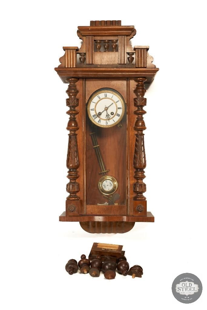 Cabinet Wall Clock With Decorative Pillars Auction