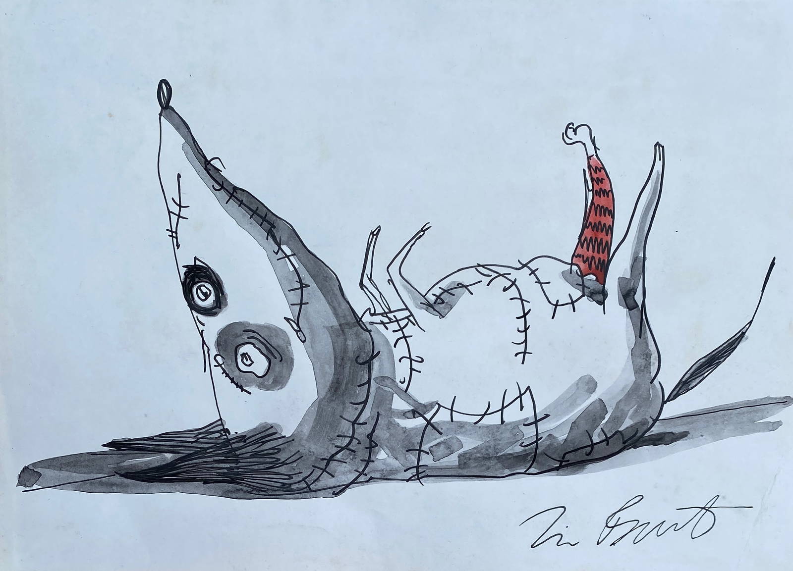 Tim Burton Ink On Paper "in The Style Of" Auction