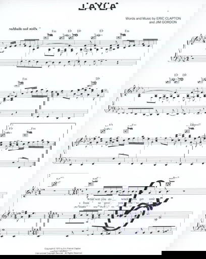 Eric Clapton Signed "layla" Music 8" X 10" Sheet (acoa Authentication)