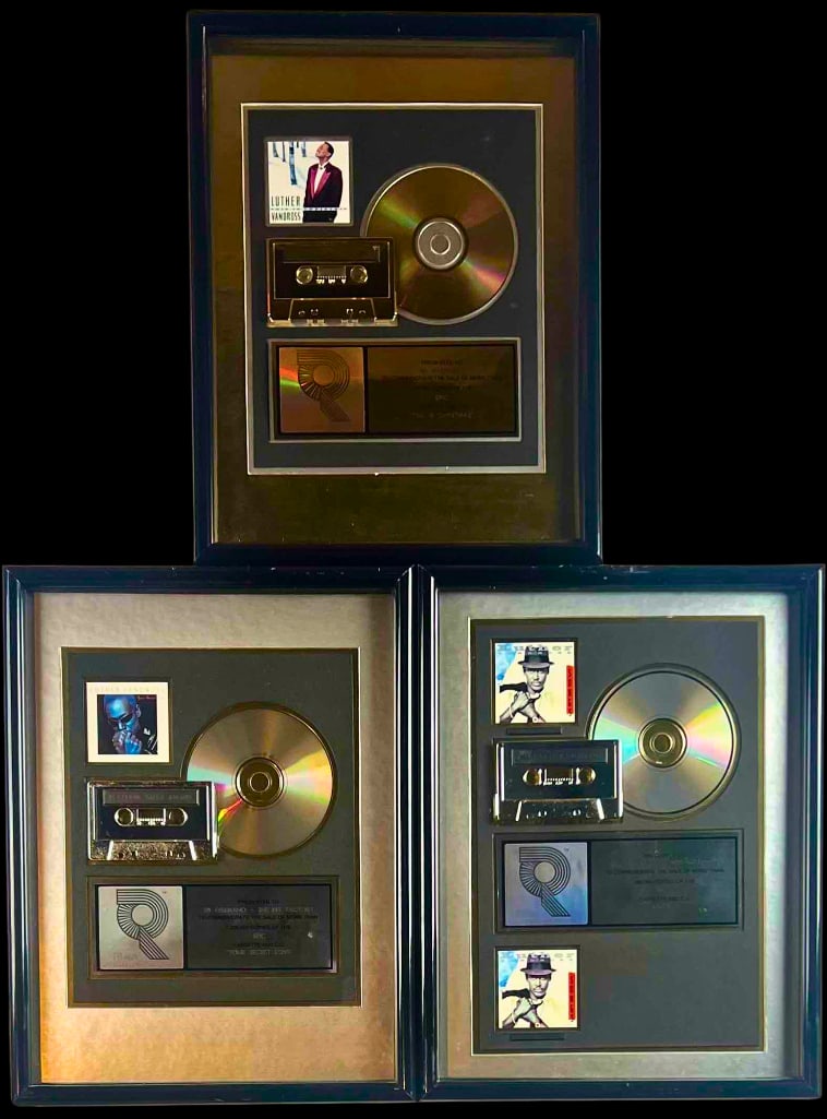 Luther Vandross Group Of (3) Riaa Sales Awards Presented To The Hit ...