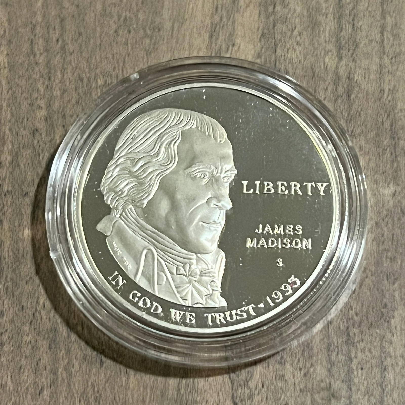 1993-s James Madison Commemorative Silver One Dollar Coin In Coin ...