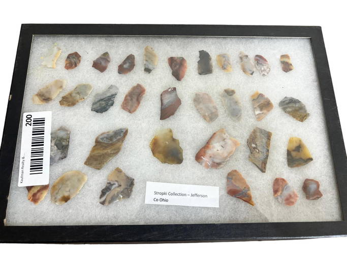 Arrowheads/ Artifacts Frame Of 30+ Flake Knives Jefferson Co Oh ...